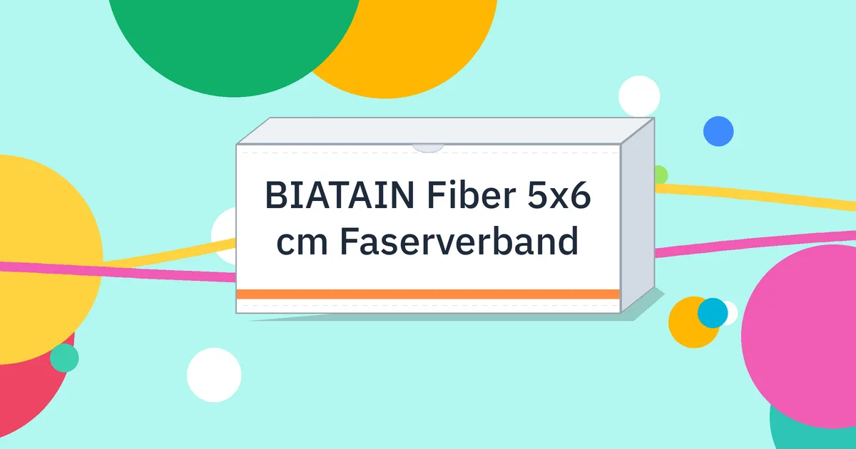 Symbolbild: Packung mit der Aufschrift BIATAIN Fiber 5x6 cm Faserverband (PZN 15628543) – Verfügbarkeit und Bezug in Apotheken in Frankfurt am Main