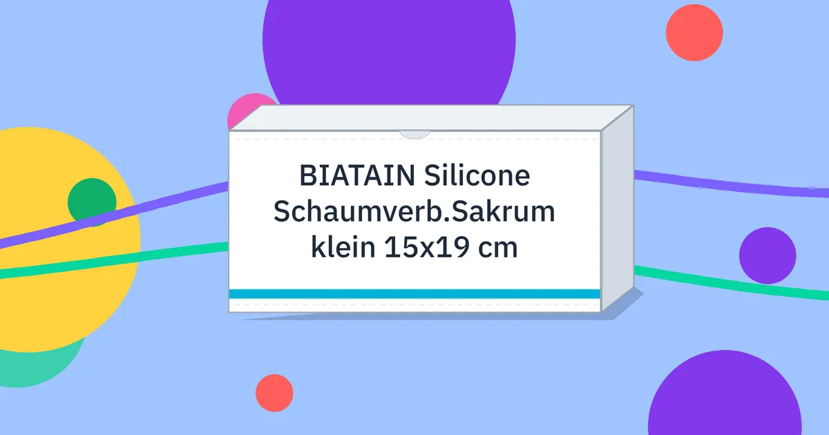 Symbolbild: Packung mit der Aufschrift BIATAIN Silicone Schaumverb.Sakrum klein 15x19 cm (PZN 19699043) – Verfügbarkeit und Bezug in Apotheken in Frankfurt am Main