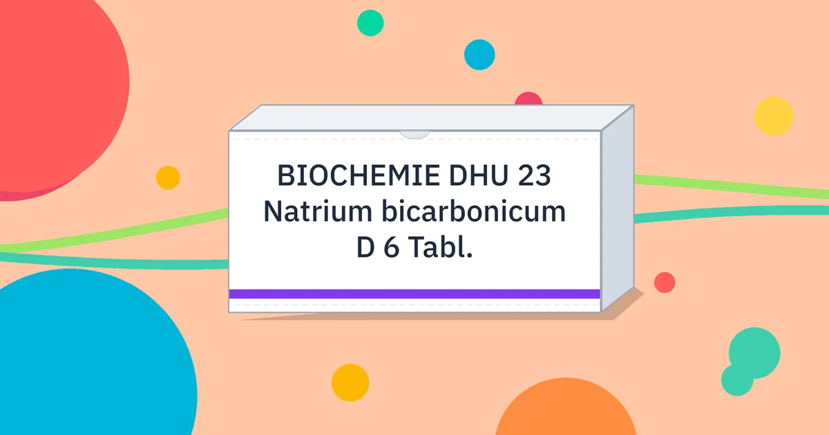 Symbolbild: Packung mit der Aufschrift BIOCHEMIE DHU 23 Natrium bicarbonicum D 6 Tabl. (PZN 02581745) – Verfügbarkeit und Bezug in Apotheken in Frankfurt am Main