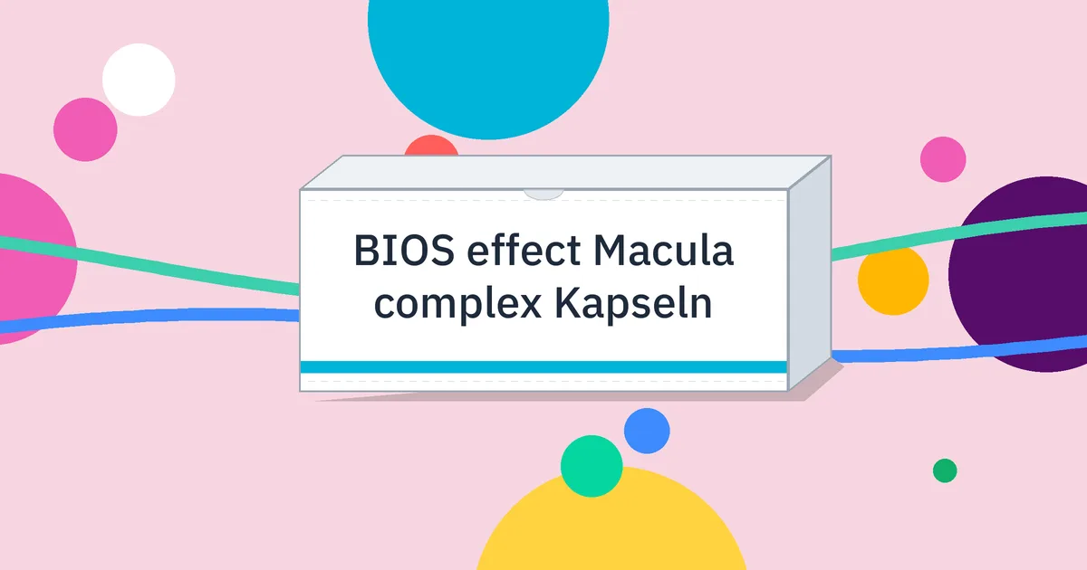 Symbolbild: Packung mit der Aufschrift BIOS effect Macula complex Kapseln (PZN 10145656) – Verfügbarkeit und Bezug in Apotheken in Frankfurt am Main