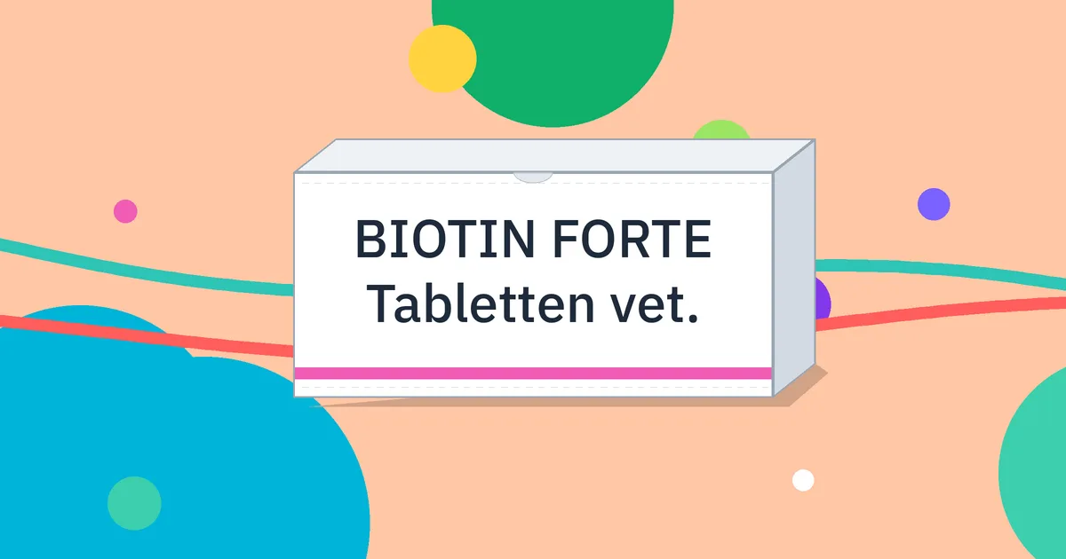 Symbolbild: Packung mit der Aufschrift BIOTIN FORTE Tabletten vet. (PZN 03306076) – Verfügbarkeit und Bezug in Apotheken in Frankfurt am Main