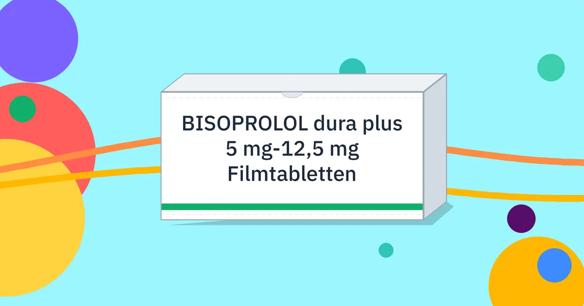 Symbolbild: Packung mit der Aufschrift BISOPROLOL dura plus 5 mg-12,5 mg Filmtabletten (PZN 04837887) – Verfügbarkeit und Bezug in Apotheken in Frankfurt am Main