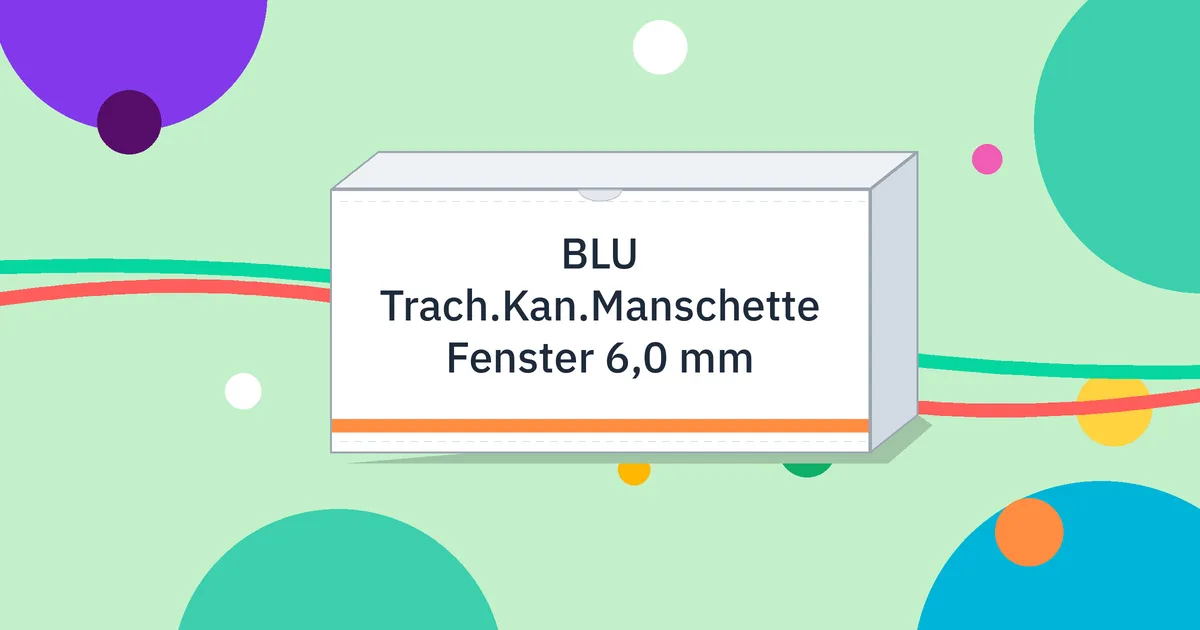 Symbolbild: Packung mit der Aufschrift BLU Trach.Kan.Manschette Fenster 6,0 mm (PZN 02150212) – Verfügbarkeit und Bezug in Apotheken in Frankfurt am Main