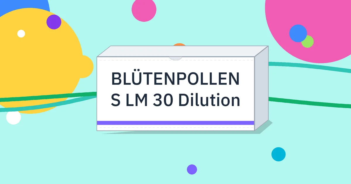 Symbolbild: Packung mit der Aufschrift BLÜTENPOLLEN S LM 30 Dilution (PZN 12795401) – Verfügbarkeit und Bezug in Apotheken in Frankfurt am Main
