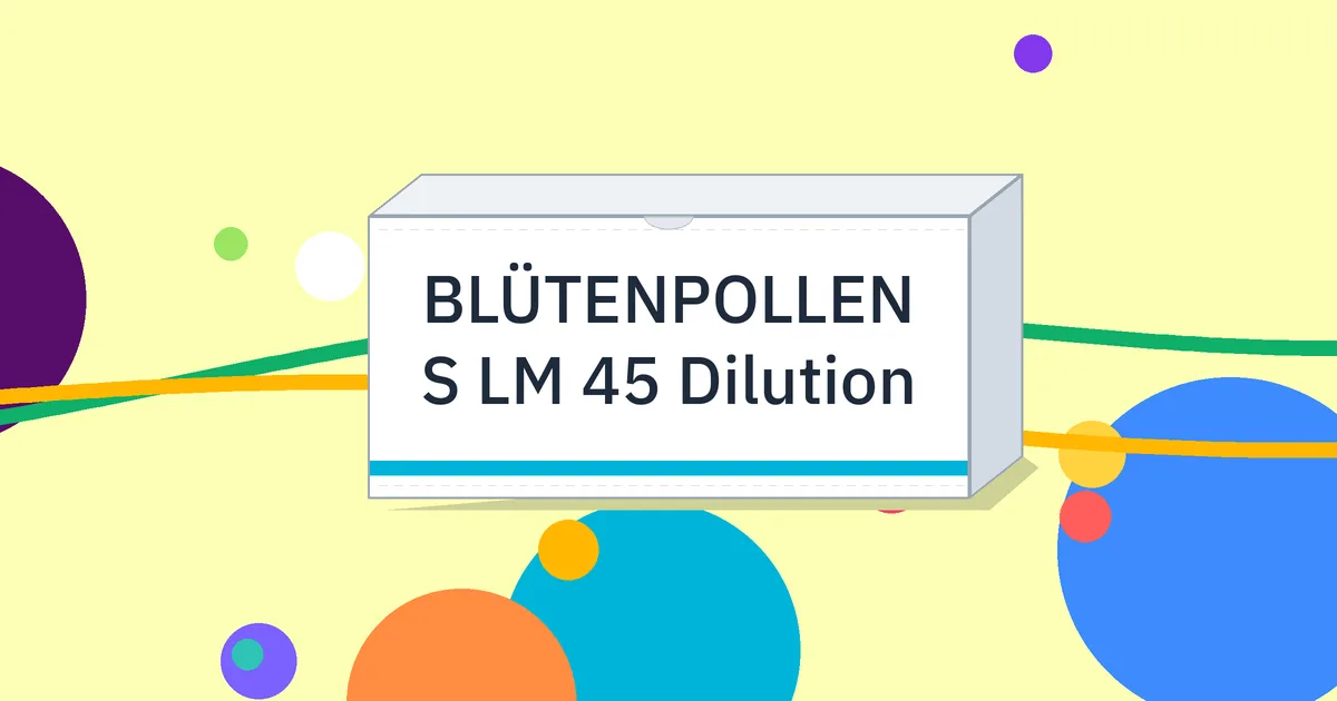Symbolbild: Packung mit der Aufschrift BLÜTENPOLLEN S LM 45 Dilution (PZN 12795424) – Verfügbarkeit und Bezug in Apotheken in Frankfurt am Main