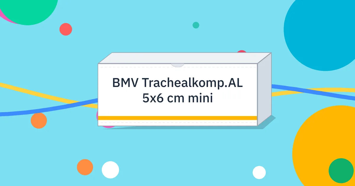 Symbolbild: Packung mit der Aufschrift BMV Trachealkomp.AL 5x6 cm mini (PZN 10182479) – Verfügbarkeit und Bezug in Apotheken in Frankfurt am Main