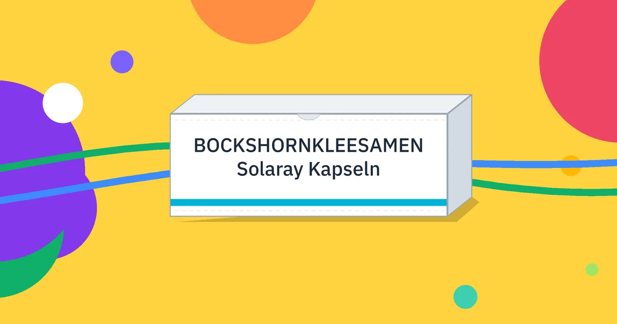 Symbolbild: Packung mit der Aufschrift BOCKSHORNKLEESAMEN Solaray Kapseln (PZN 17253515) – Verfügbarkeit und Bezug in Apotheken in Frankfurt am Main