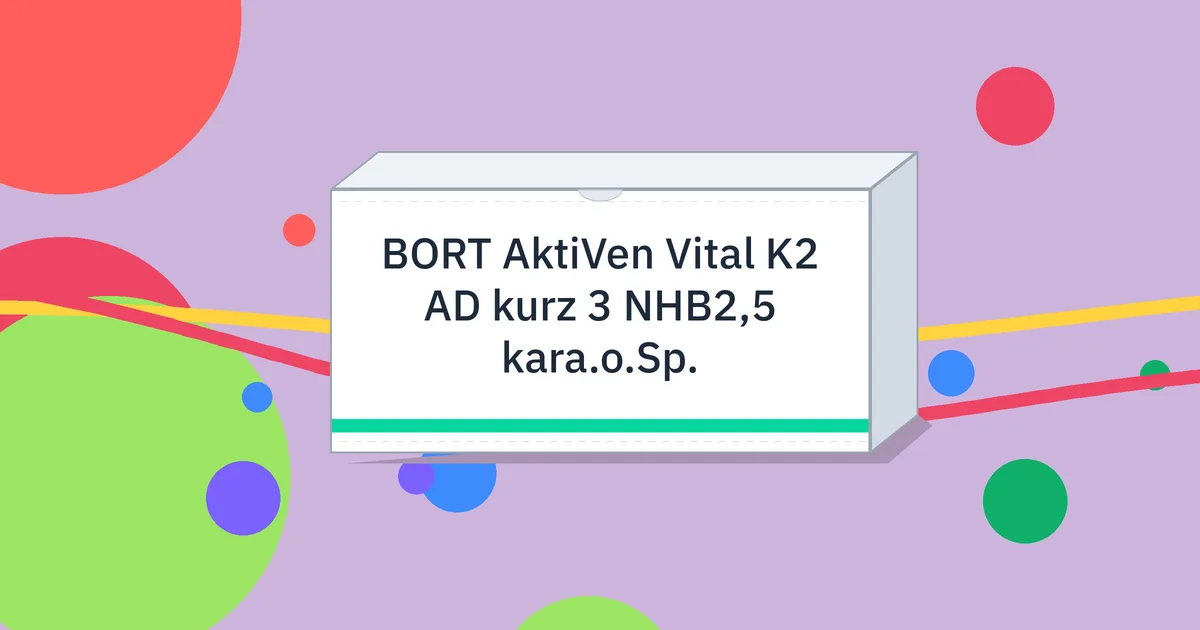 Symbolbild: Packung mit der Aufschrift BORT AktiVen Vital K2 AD kurz 3 NHB2,5 kara.o.Sp. (PZN 17497648) – Verfügbarkeit und Bezug in Apotheken in Frankfurt am Main