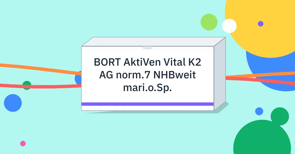 Symbolbild: Packung mit der Aufschrift BORT AktiVen Vital K2 AG norm.7 NHBweit mari.o.Sp. (PZN 13733000) – Verfügbarkeit und Bezug in Apotheken in Frankfurt am Main