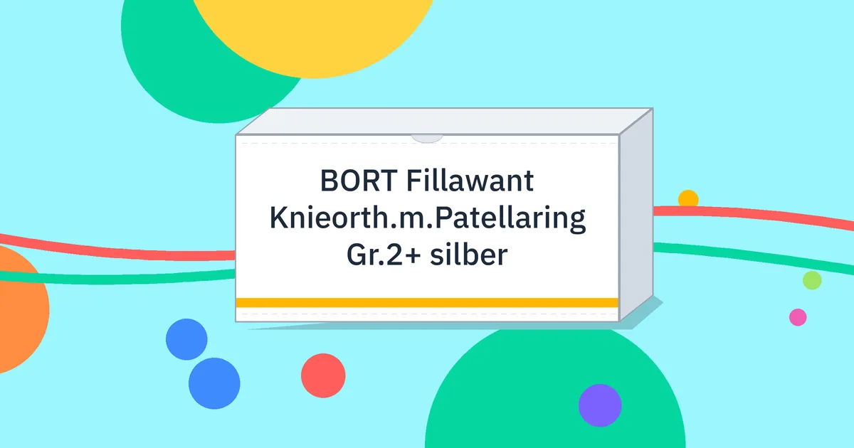Symbolbild: Packung mit der Aufschrift BORT Fillawant Knieorth.m.Patellaring Gr.2+ silber (PZN 16843640) – Verfügbarkeit und Bezug in Apotheken in Frankfurt am Main
