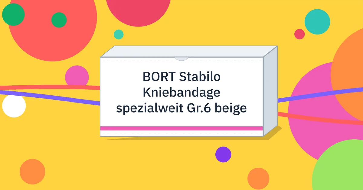 Symbolbild: Packung mit der Aufschrift BORT Stabilo Kniebandage spezialweit Gr.6 beige (PZN 06084096) – Verfügbarkeit und Bezug in Apotheken in Frankfurt am Main