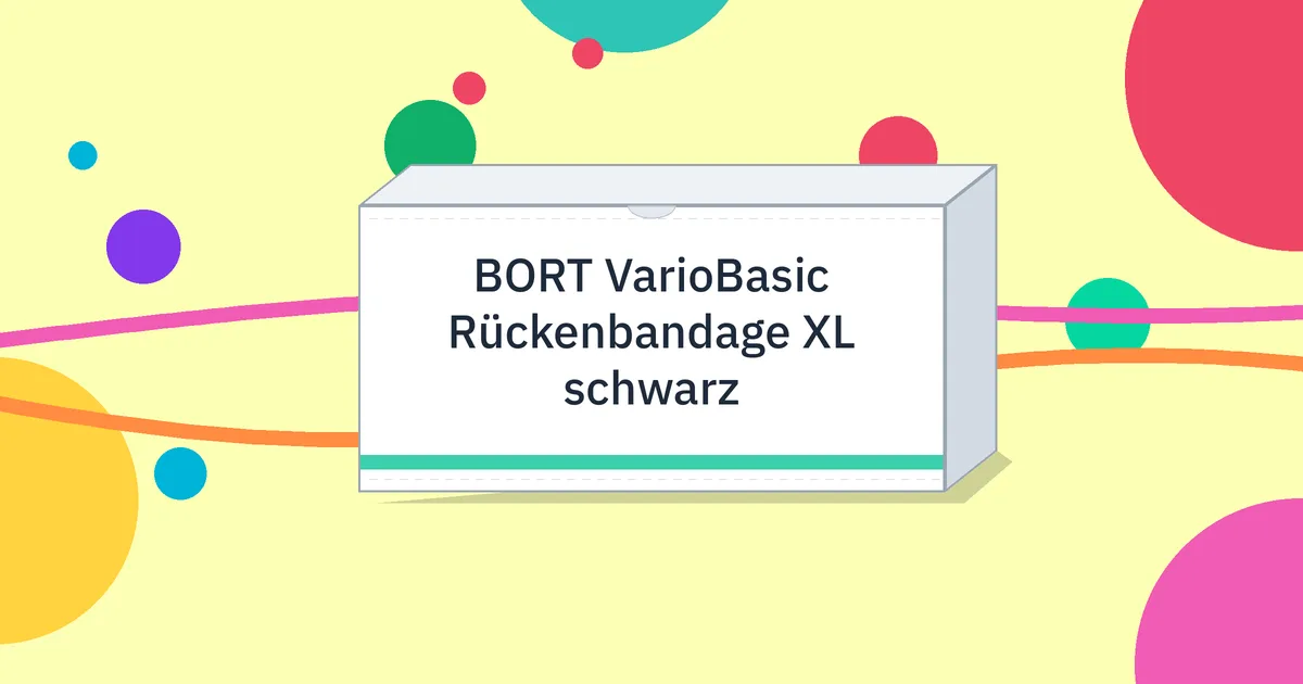 Symbolbild: Packung mit der Aufschrift BORT VarioBasic Rückenbandage XL schwarz (PZN 04737996) – Verfügbarkeit und Bezug in Apotheken in Frankfurt am Main