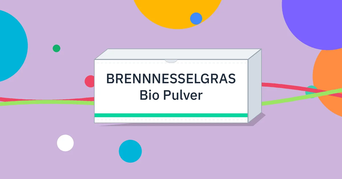 Symbolbild: Packung mit der Aufschrift BRENNNESSELGRAS Bio Pulver (PZN 11562540) – Verfügbarkeit und Bezug in Apotheken in Frankfurt am Main