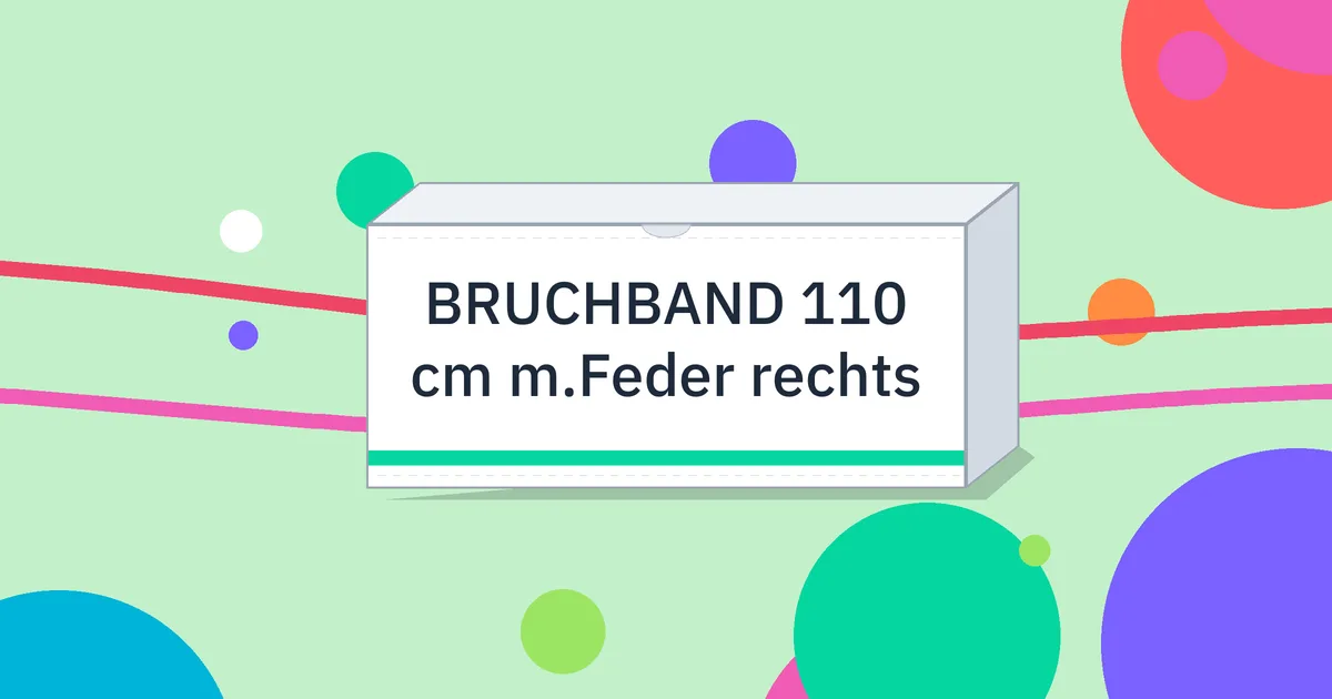 Symbolbild: Packung mit der Aufschrift BRUCHBAND 110 cm m.Feder rechts (PZN 01725225) – Verfügbarkeit und Bezug in Apotheken in Frankfurt am Main