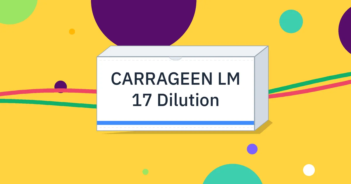 Symbolbild: Packung mit der Aufschrift CARRAGEEN LM 17 Dilution (PZN 13431078) – Verfügbarkeit und Bezug in Apotheken in Frankfurt am Main