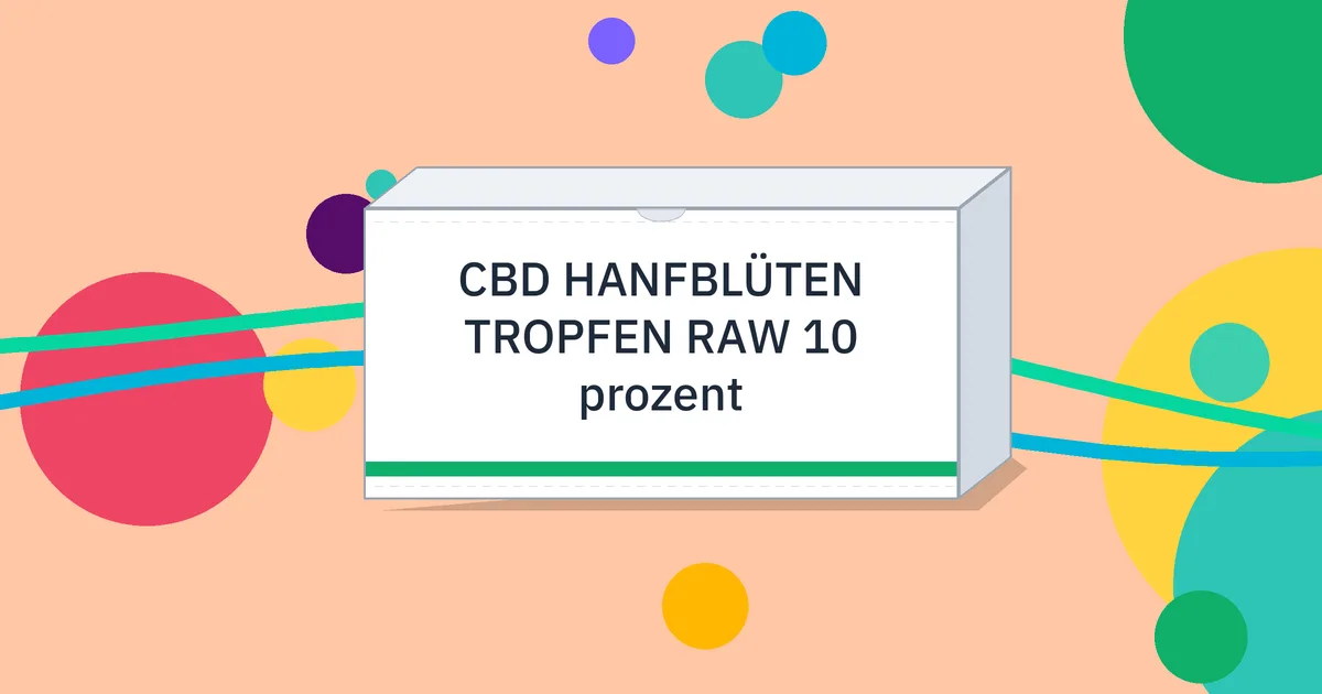 Symbolbild: Packung mit der Aufschrift CBD HANFBLÜTEN TROPFEN RAW 10 prozent (PZN 15435985) – Verfügbarkeit und Bezug in Apotheken in Frankfurt am Main