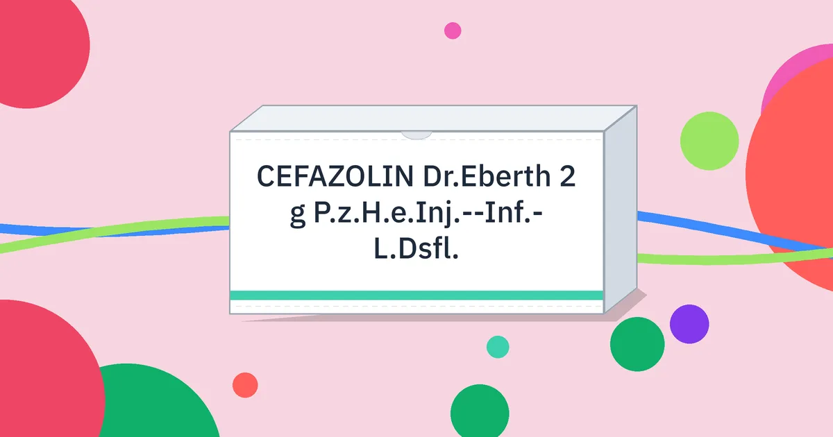 Symbolbild: Packung mit der Aufschrift CEFAZOLIN Dr.Eberth 2 g P.z.H.e.Inj.--Inf.-L.Dsfl. (PZN 15735977) – Verfügbarkeit und Bezug in Apotheken in Frankfurt am Main