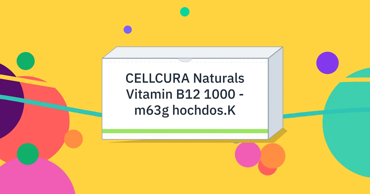 Symbolbild: Packung mit der Aufschrift CELLCURA Naturals Vitamin B12 1000 -m63g hochdos.K (PZN 20598933) – Verfügbarkeit und Bezug in Apotheken in Frankfurt am Main