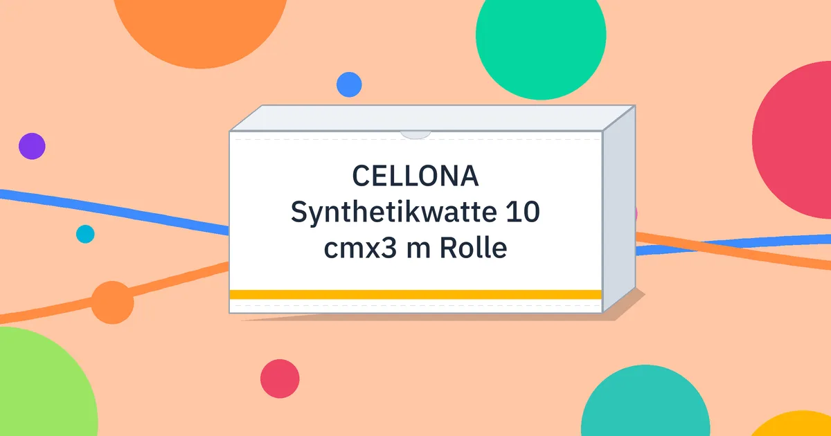 Symbolbild: Packung mit der Aufschrift CELLONA Synthetikwatte 10 cmx3 m Rolle (PZN 15420676) – Verfügbarkeit und Bezug in Apotheken in Frankfurt am Main