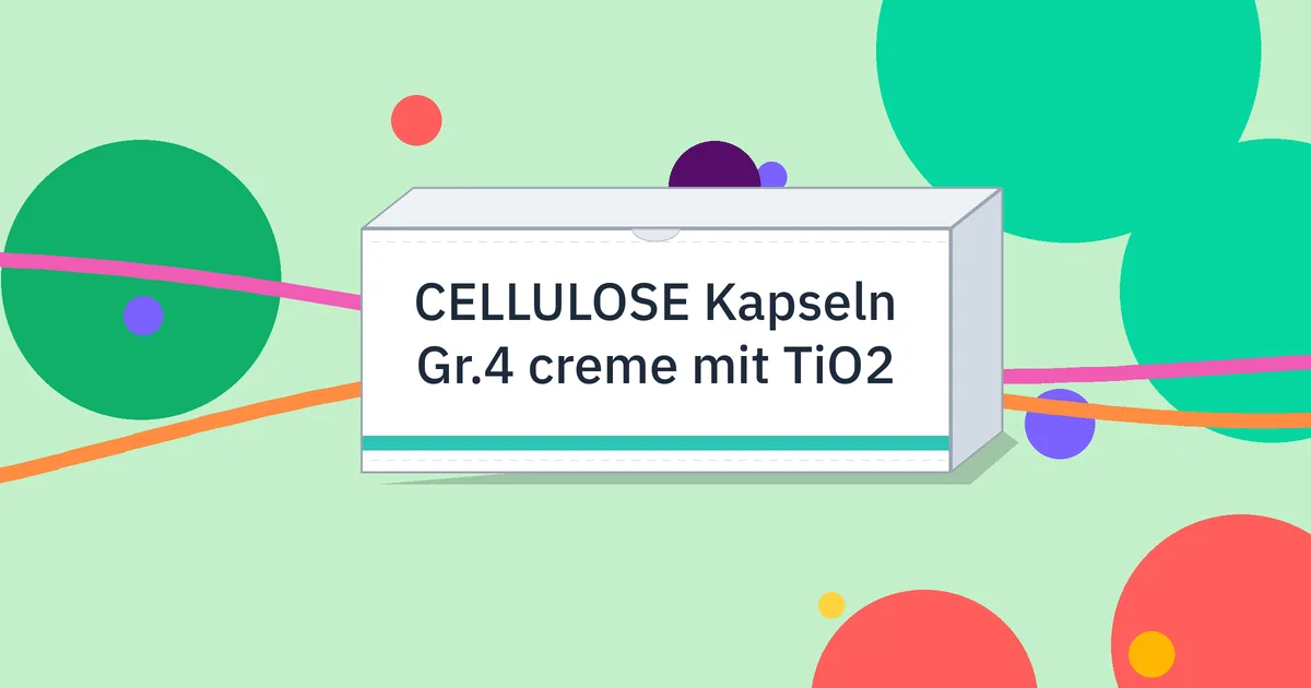 Symbolbild: Packung mit der Aufschrift CELLULOSE Kapseln Gr.4 creme mit TiO2 (PZN 18770709) – Verfügbarkeit und Bezug in Apotheken in Frankfurt am Main