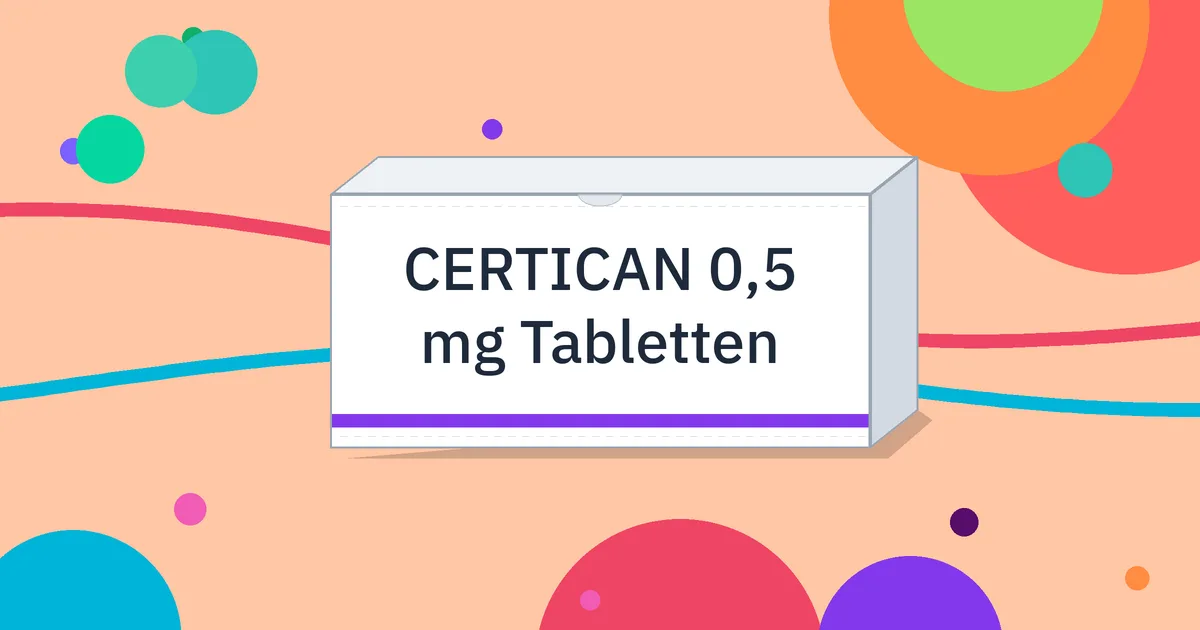Symbolbild: Packung mit der Aufschrift CERTICAN 0,5 mg Tabletten (PZN 11536229) – Verfügbarkeit und Bezug in Apotheken in Frankfurt am Main