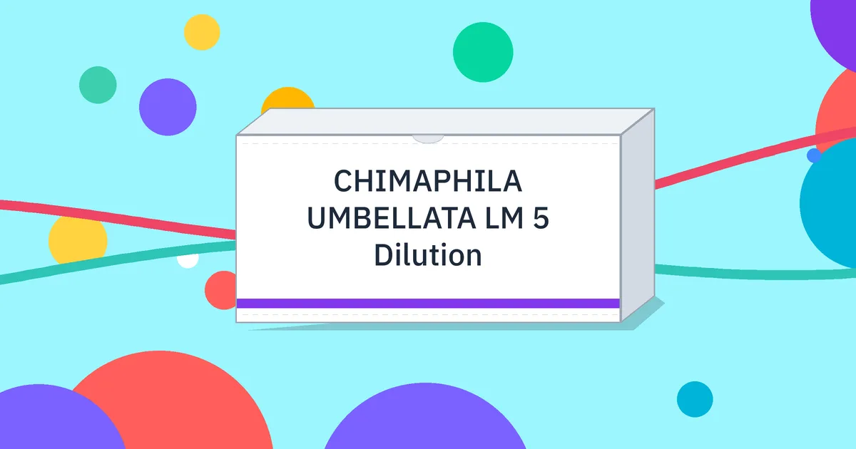 Symbolbild: Packung mit der Aufschrift CHIMAPHILA UMBELLATA LM 5 Dilution (PZN 12813286) – Verfügbarkeit und Bezug in Apotheken in Frankfurt am Main
