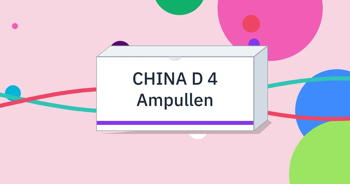 Symbolbild: Packung mit der Aufschrift CHINA D 4 Ampullen (PZN 11705181) – Verfügbarkeit und Bezug in Apotheken in Frankfurt am Main