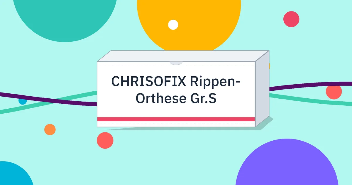 Symbolbild: Packung mit der Aufschrift CHRISOFIX Rippen-Orthese Gr.S (PZN 09914434) – Verfügbarkeit und Bezug in Apotheken in Frankfurt am Main