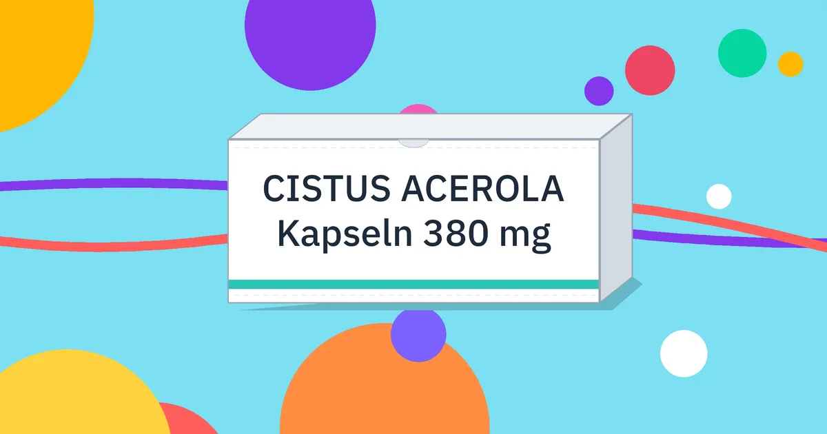 Symbolbild: Packung mit der Aufschrift CISTUS ACEROLA Kapseln 380 mg (PZN 16657452) – Verfügbarkeit und Bezug in Apotheken in Frankfurt am Main