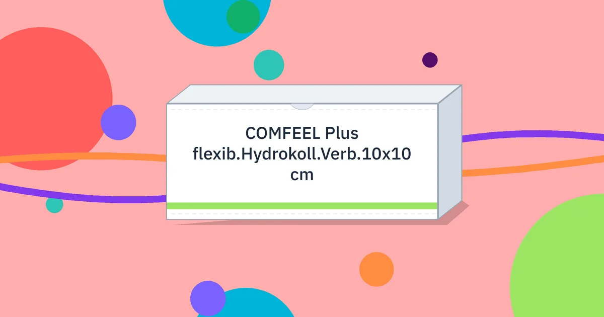 Symbolbild: Packung mit der Aufschrift COMFEEL Plus flexib.Hydrokoll.Verb.10x10 cm (PZN 12342355) – Verfügbarkeit und Bezug in Apotheken in Frankfurt am Main