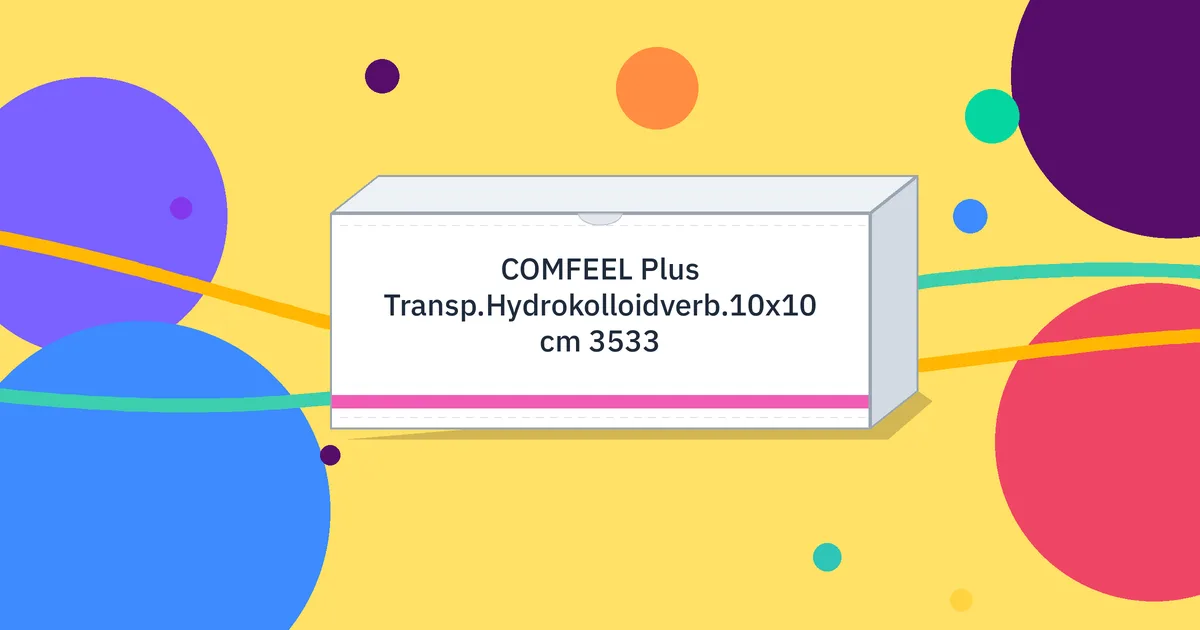 Symbolbild: Packung mit der Aufschrift COMFEEL Plus Transp.Hydrokolloidverb.10x10 cm 3533 (PZN 11029998) – Verfügbarkeit und Bezug in Apotheken in Frankfurt am Main