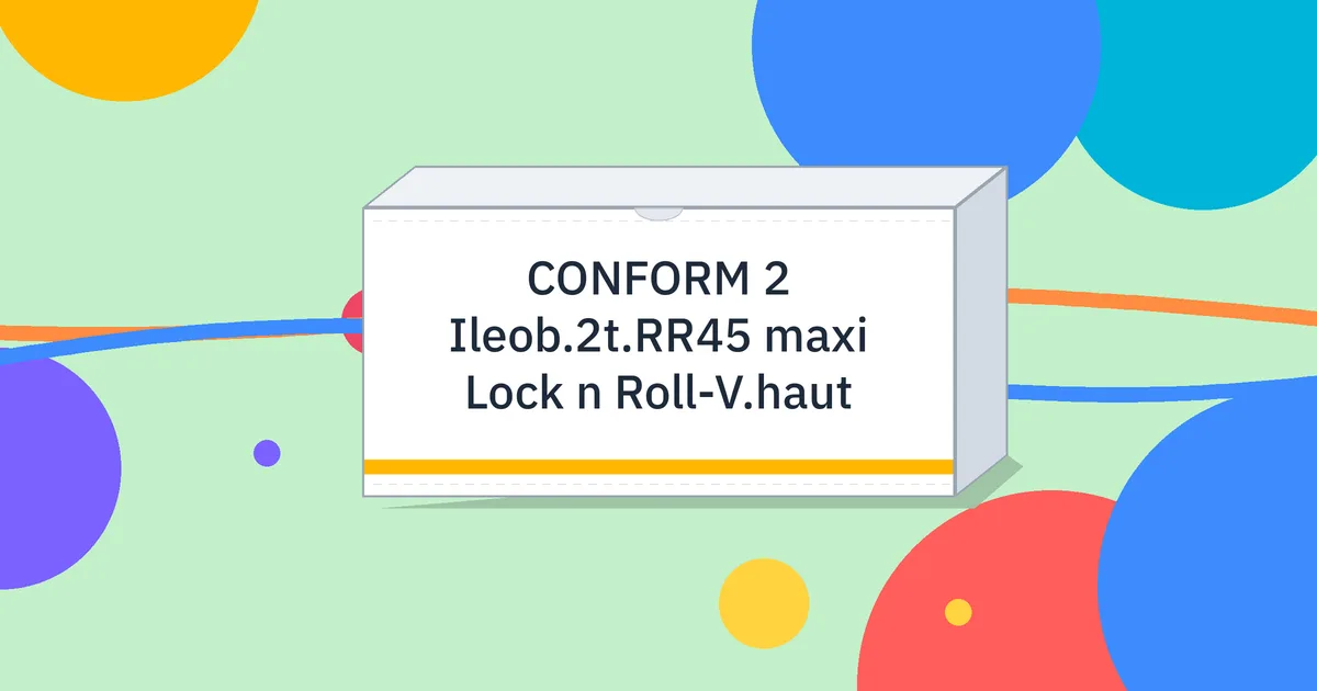 Symbolbild: Packung mit der Aufschrift CONFORM 2 Ileob.2t.RR45 maxi Lock n Roll-V.haut (PZN 00436298) – Verfügbarkeit und Bezug in Apotheken in Frankfurt am Main