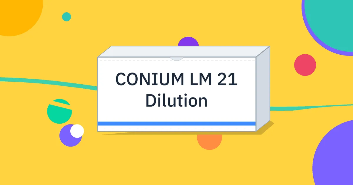 Symbolbild: Packung mit der Aufschrift CONIUM LM 21 Dilution (PZN 12833165) – Verfügbarkeit und Bezug in Apotheken in Frankfurt am Main