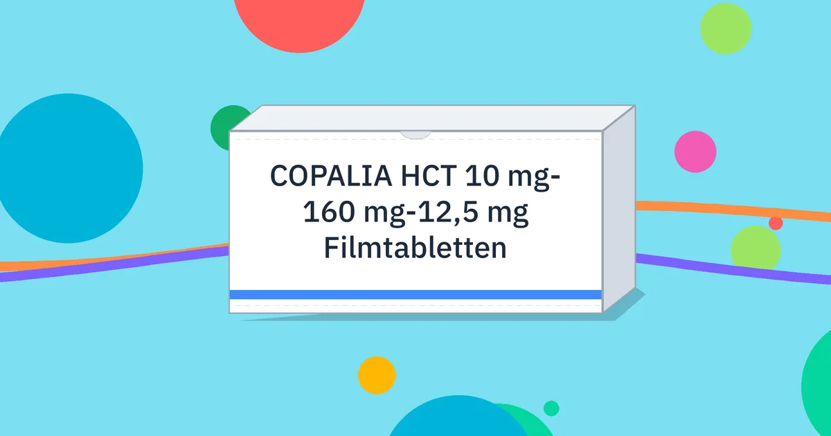 Symbolbild: Packung mit der Aufschrift COPALIA HCT 10 mg-160 mg-12,5 mg Filmtabletten (PZN 15608084) – Verfügbarkeit und Bezug in Apotheken in Frankfurt am Main