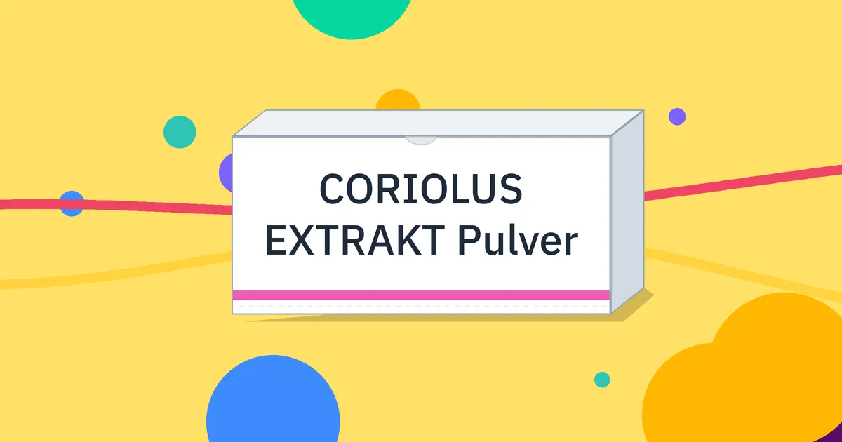 Symbolbild: Packung mit der Aufschrift CORIOLUS EXTRAKT Pulver (PZN 10230830) – Verfügbarkeit und Bezug in Apotheken in Frankfurt am Main