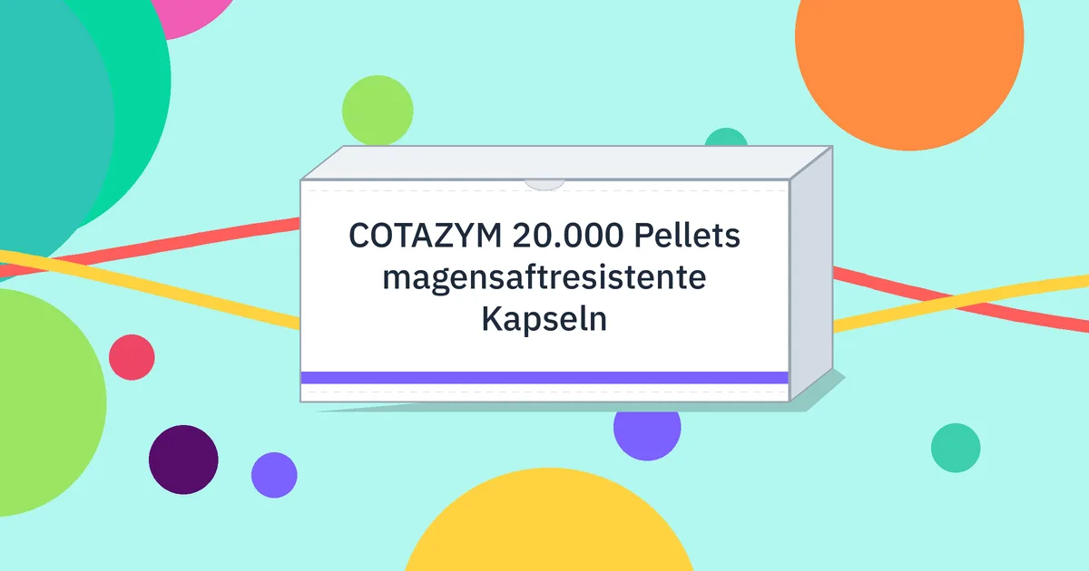 Symbolbild: Packung mit der Aufschrift COTAZYM 20.000 Pellets magensaftresistente Kapseln (PZN 04275461) – Verfügbarkeit und Bezug in Apotheken in Frankfurt am Main