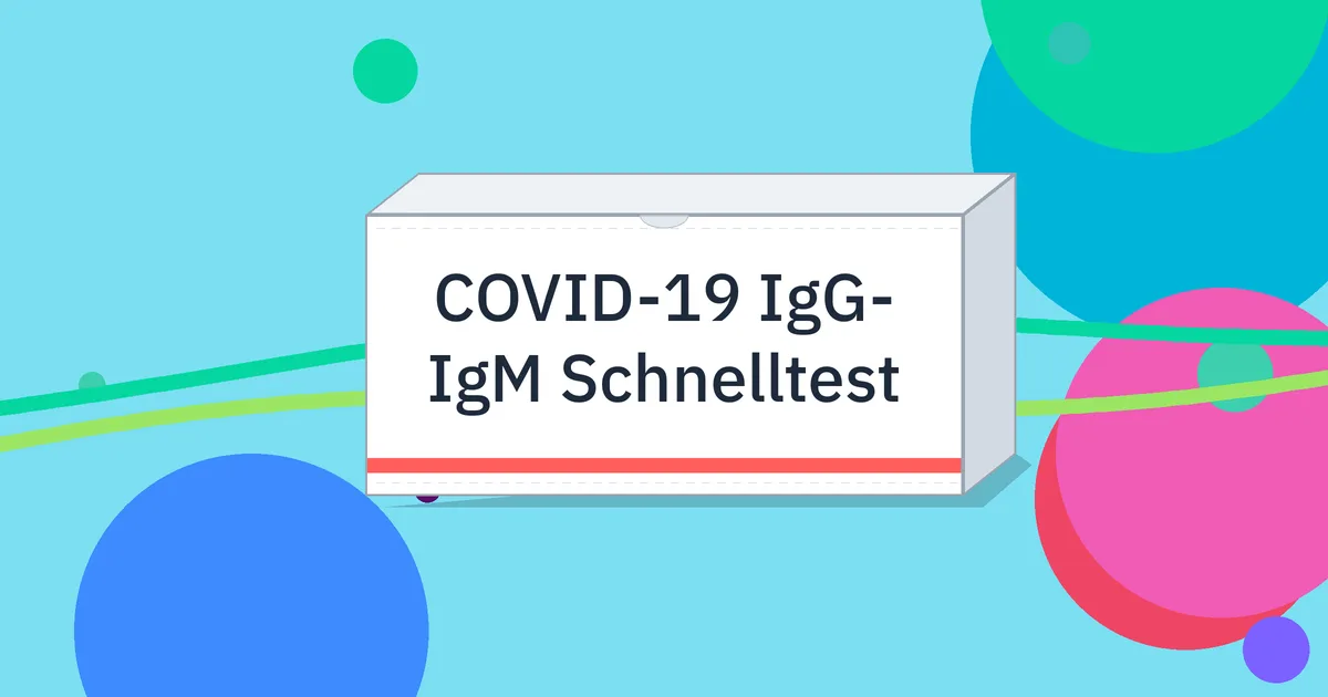 Symbolbild: Packung mit der Aufschrift COVID-19 IgG-IgM Schnelltest (PZN 16625943) – Verfügbarkeit und Bezug in Apotheken in Frankfurt am Main