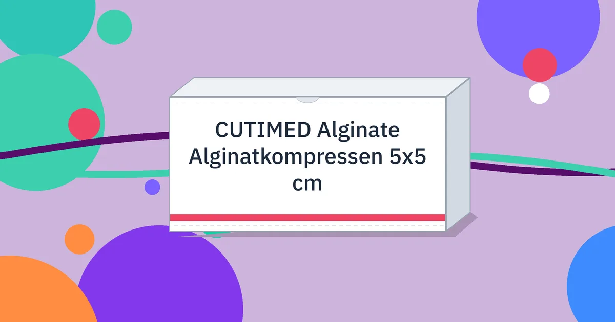 Symbolbild: Packung mit der Aufschrift CUTIMED Alginate Alginatkompressen 5x5 cm (PZN 06306668) – Verfügbarkeit und Bezug in Apotheken in Frankfurt am Main