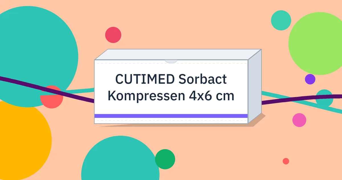 Symbolbild: Packung mit der Aufschrift CUTIMED Sorbact Kompressen 4x6 cm (PZN 18126658) – Verfügbarkeit und Bezug in Apotheken in Frankfurt am Main