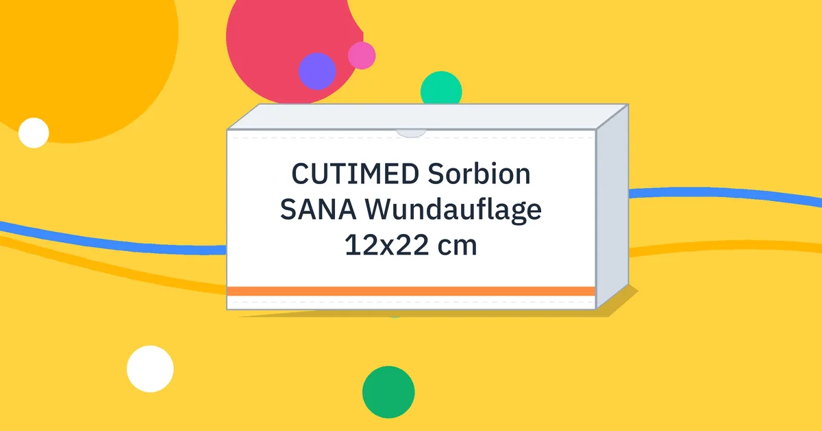 Symbolbild: Packung mit der Aufschrift CUTIMED Sorbion SANA Wundauflage 12x22 cm (PZN 19100767) – Verfügbarkeit und Bezug in Apotheken in Frankfurt am Main