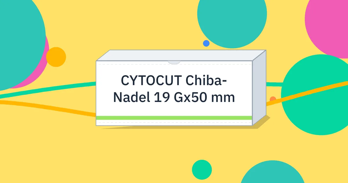 Symbolbild: Packung mit der Aufschrift CYTOCUT Chiba-Nadel 19 Gx50 mm (PZN 19735193) – Verfügbarkeit und Bezug in Apotheken in Frankfurt am Main