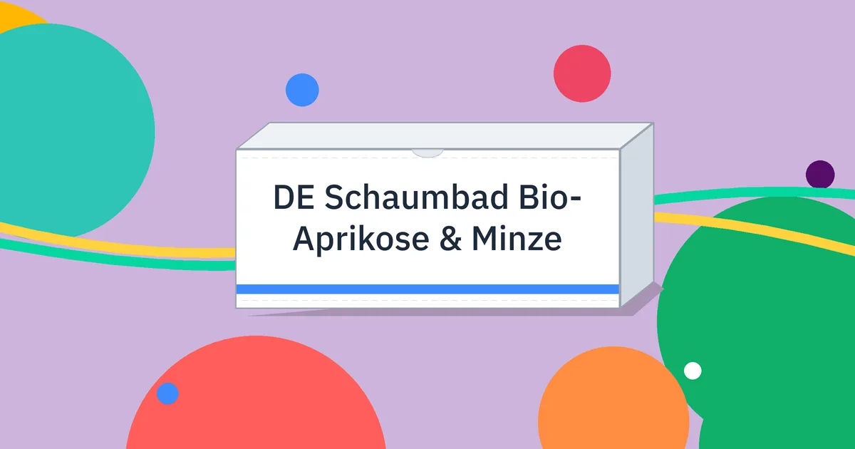 Symbolbild: Packung mit der Aufschrift DE Schaumbad Bio-Aprikose & Minze (PZN 16321350) – Verfügbarkeit und Bezug in Apotheken in Frankfurt am Main