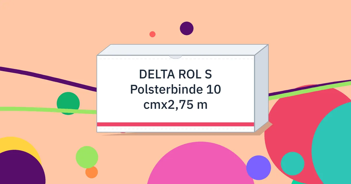 Symbolbild: Packung mit der Aufschrift DELTA ROL S Polsterbinde 10 cmx2,75 m (PZN 08654273) – Verfügbarkeit und Bezug in Apotheken in Frankfurt am Main