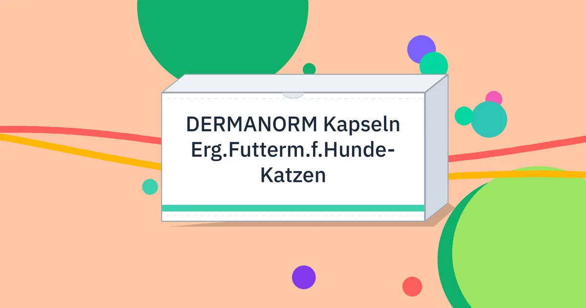 Symbolbild: Packung mit der Aufschrift DERMANORM Kapseln Erg.Futterm.f.Hunde-Katzen (PZN 19712565) – Verfügbarkeit und Bezug in Apotheken in Frankfurt am Main