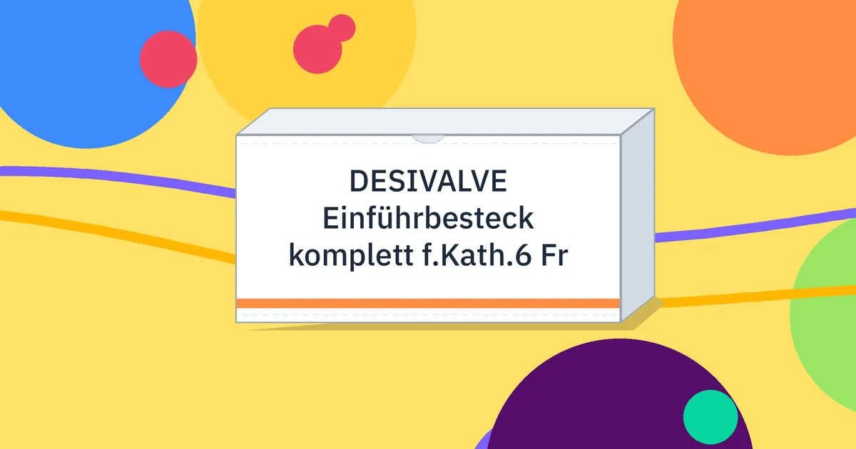 Symbolbild: Packung mit der Aufschrift DESIVALVE Einführbesteck komplett f.Kath.6 Fr (PZN 09381251) – Verfügbarkeit und Bezug in Apotheken in Frankfurt am Main