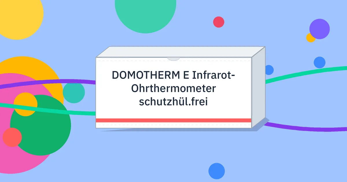 Symbolbild: Packung mit der Aufschrift DOMOTHERM E Infrarot-Ohrthermometer schutzhül.frei (PZN 16033869) – Verfügbarkeit und Bezug in Apotheken in Frankfurt am Main