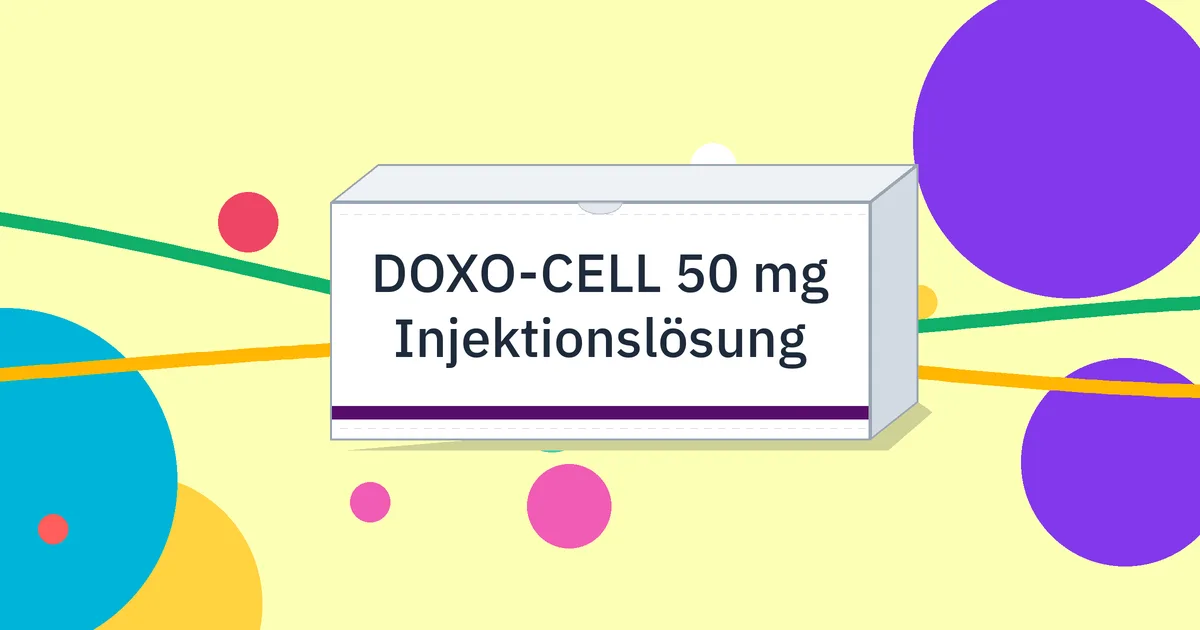 Symbolbild: Packung mit der Aufschrift DOXO-CELL 50 mg Injektionslösung (PZN 07356958) – Verfügbarkeit und Bezug in Apotheken in Frankfurt am Main