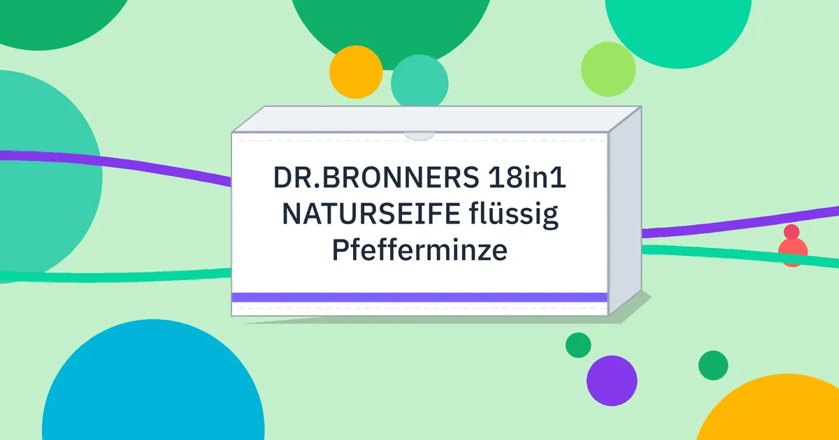 Symbolbild: Packung mit der Aufschrift DR.BRONNERS 18in1 NATURSEIFE flüssig Pfefferminze (PZN 19241568) – Verfügbarkeit und Bezug in Apotheken in Frankfurt am Main