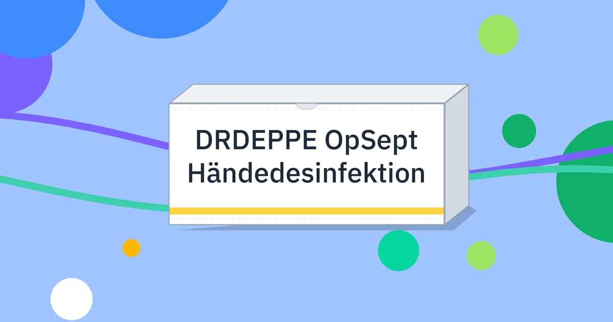 Symbolbild: Packung mit der Aufschrift DRDEPPE OpSept Händedesinfektion (PZN 20274254) – Verfügbarkeit und Bezug in Apotheken in Frankfurt am Main
