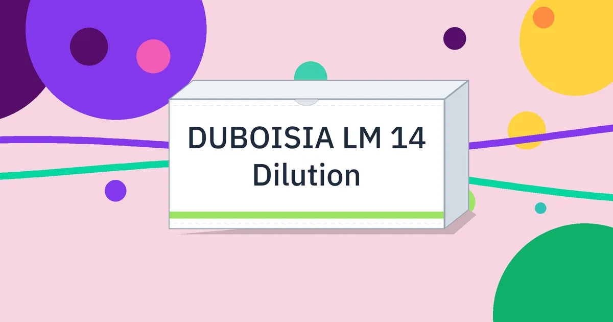 Symbolbild: Packung mit der Aufschrift DUBOISIA LM 14 Dilution (PZN 13467024) – Verfügbarkeit und Bezug in Apotheken in Frankfurt am Main